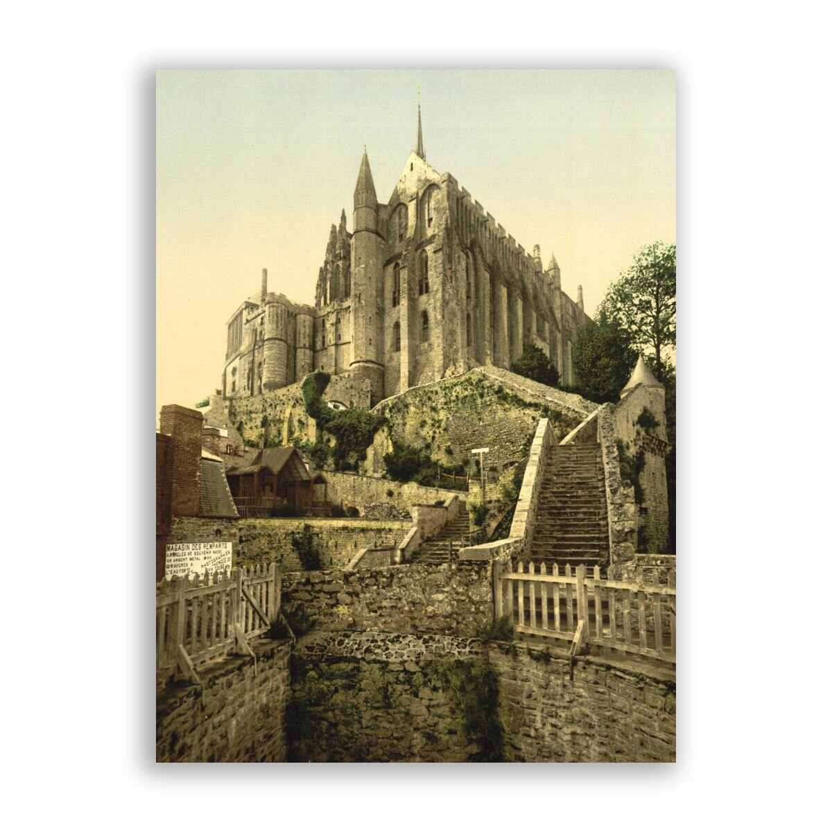 Постер, плакат на бумаге / Abbey from the ramparts, Mont St. Michel, France / Размер 80 x 106 см