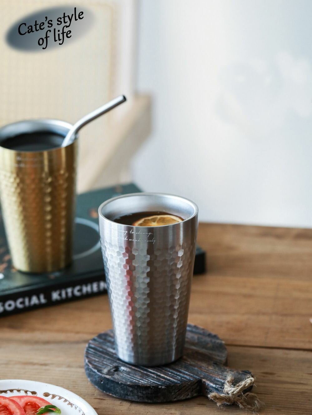 Стакан из нержавеющей стали, 450мл, винтаж, серебро