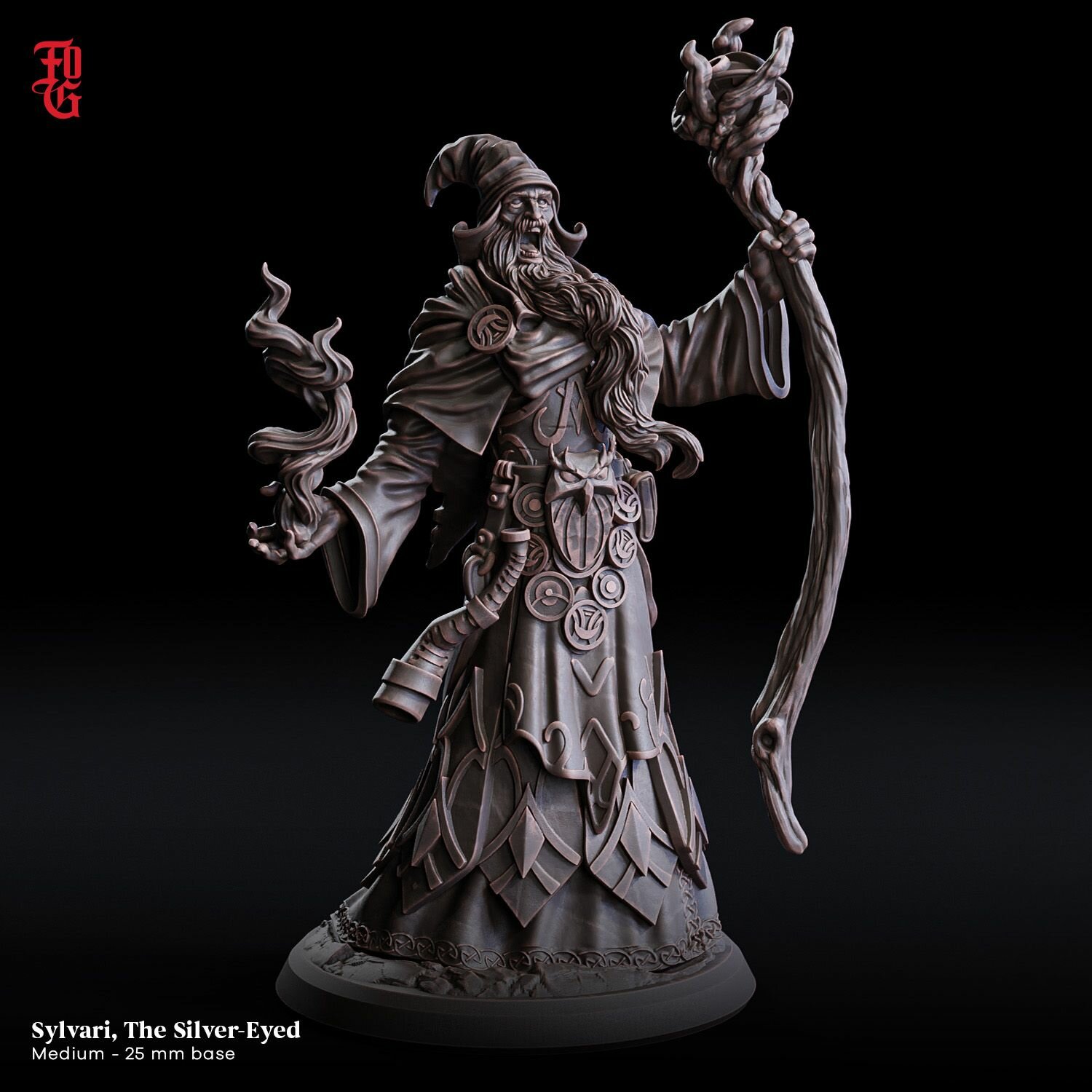 Миниатюра D&D "Сильвари, Сереброглазый (Человек-волшебник) " масштаб 32 мм (DnD, Dungeons & Dragons, ДнД, Подземелья и Драконы, Pathfinder)