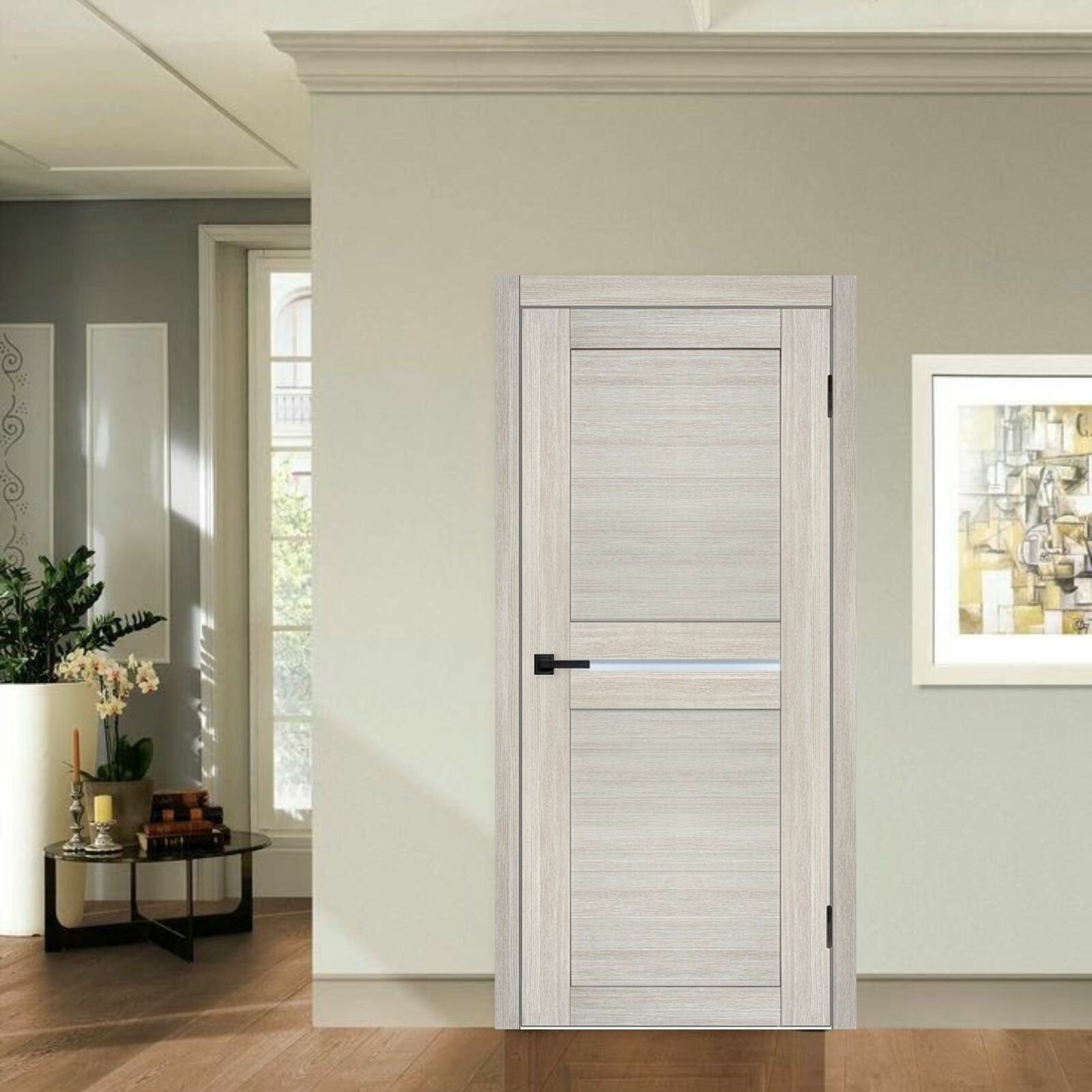 Дверь межкомнатная Омега Капучино Paputin's Doors 900 х 2000 мм Остекленная