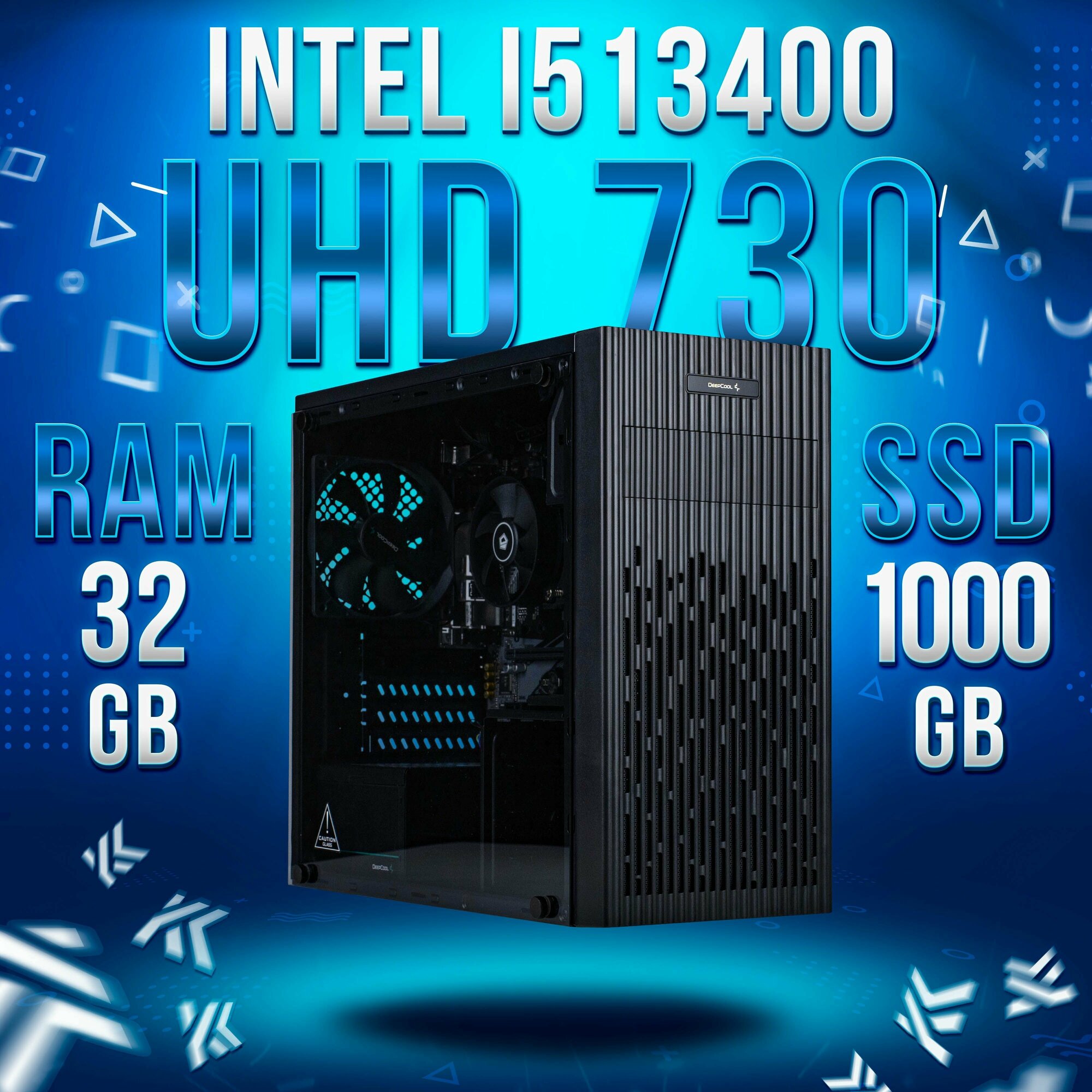 Игровой компьютер (Intel Core i5-13400, RAM 32 ГБ, SSD 1000 ГБ, Intel UHD Graphics 730), черный