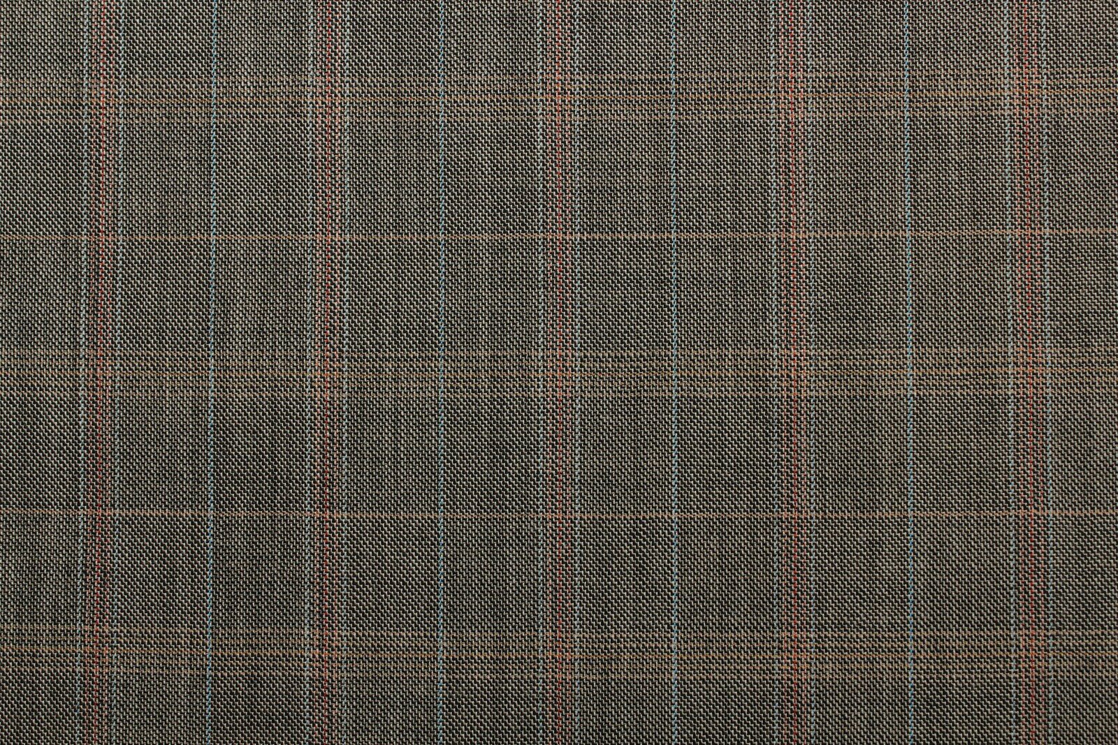 Ткань Шерсть костюмная «Willi Schmitz» бежево-коричневая с красным и голубым клетка, 280 г/пм, ш150см, 0,5 м