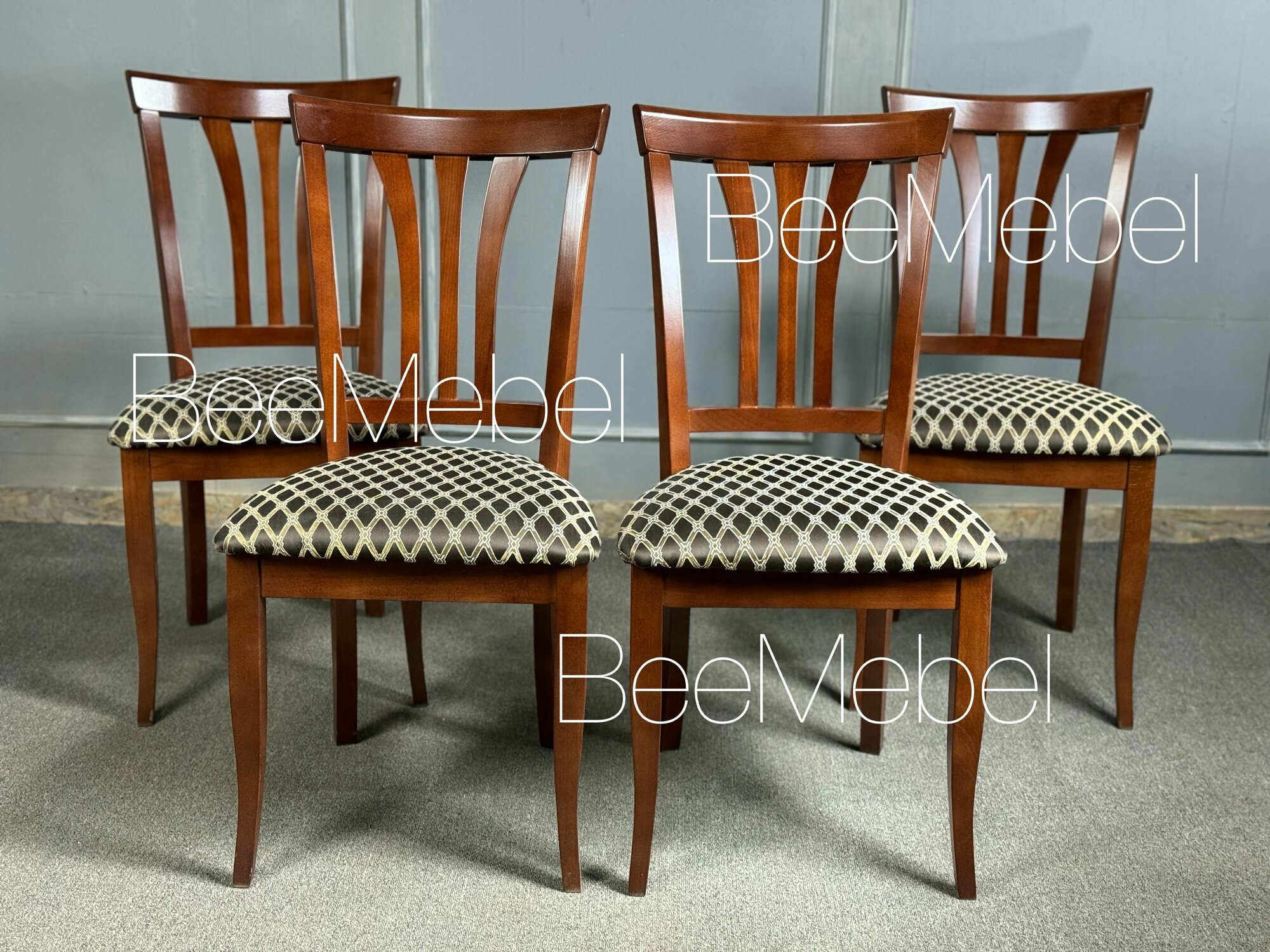 Стулья для кухни и гостиной, массив бука, обивка жаккард, 4шт