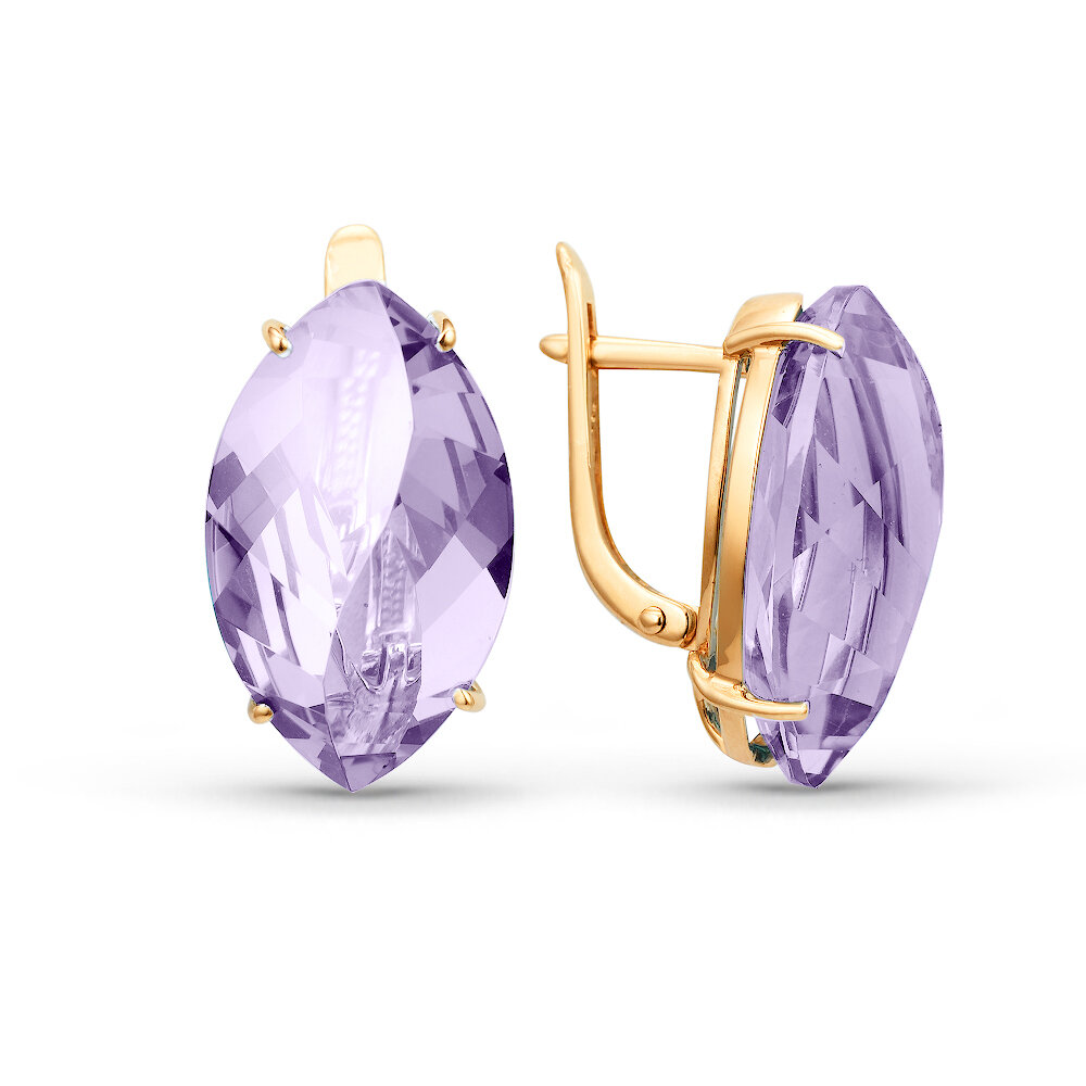 Серьги, красное золото, 585 проба, аметрин