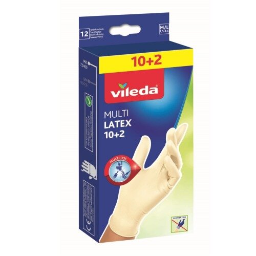 Перчатки Vileda Мульти Латекс, 10+2 шт, одноразовые, M/L (145944)