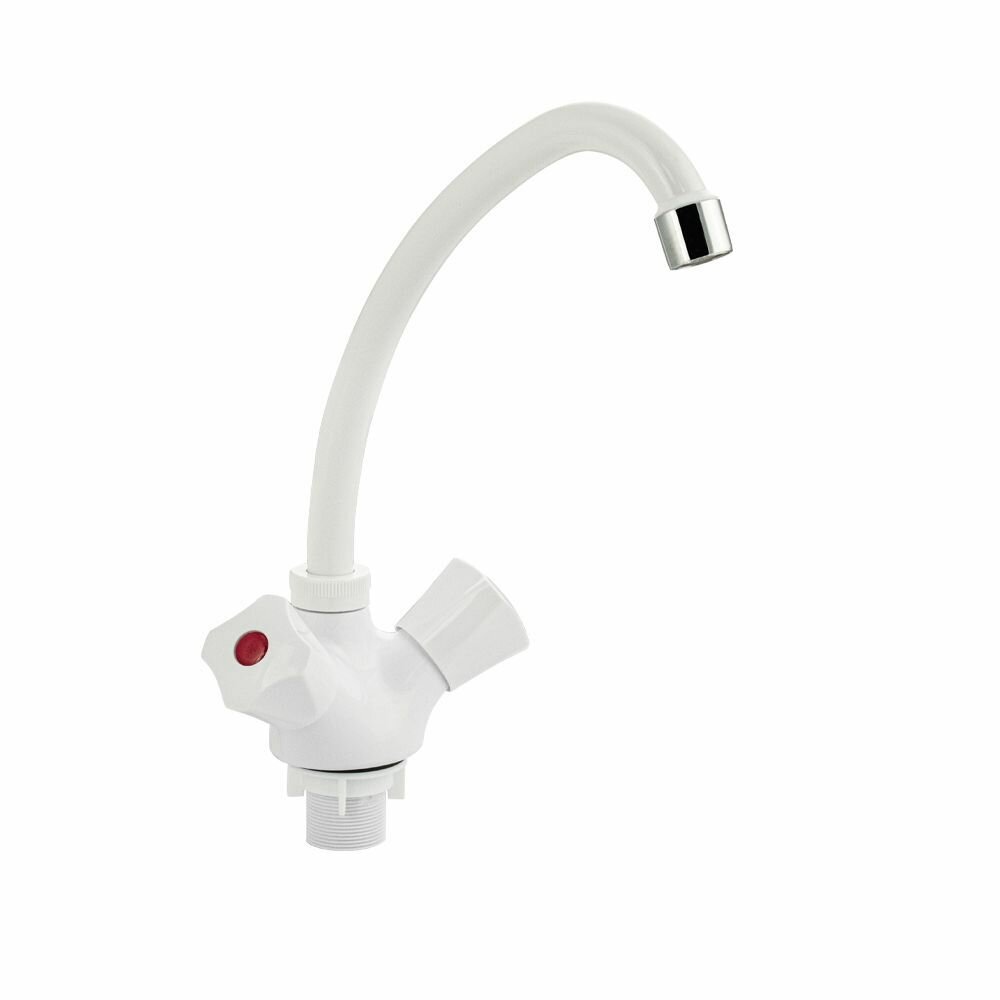 Смеситель кухонный BRIMIX 4405 белый на гайке металлокерамика