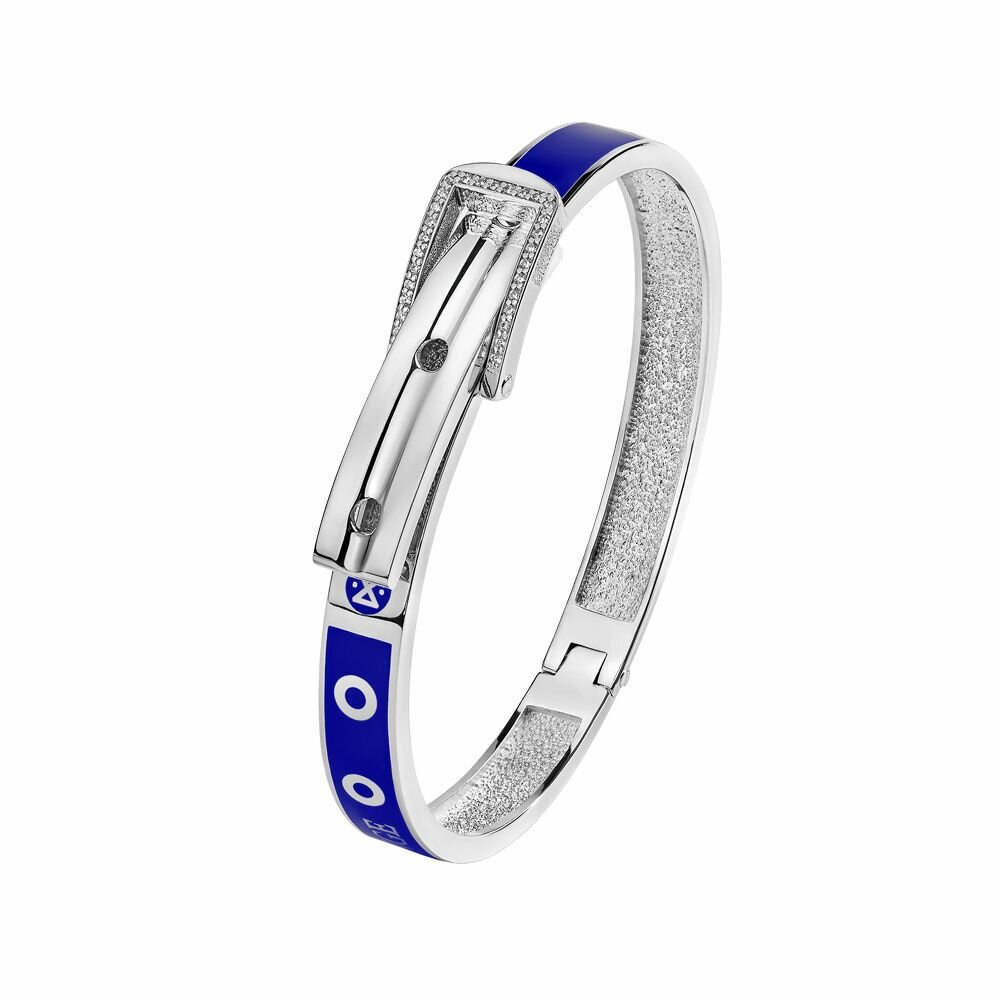 Жесткий браслет, серебро, 925 проба, родирование, эмаль