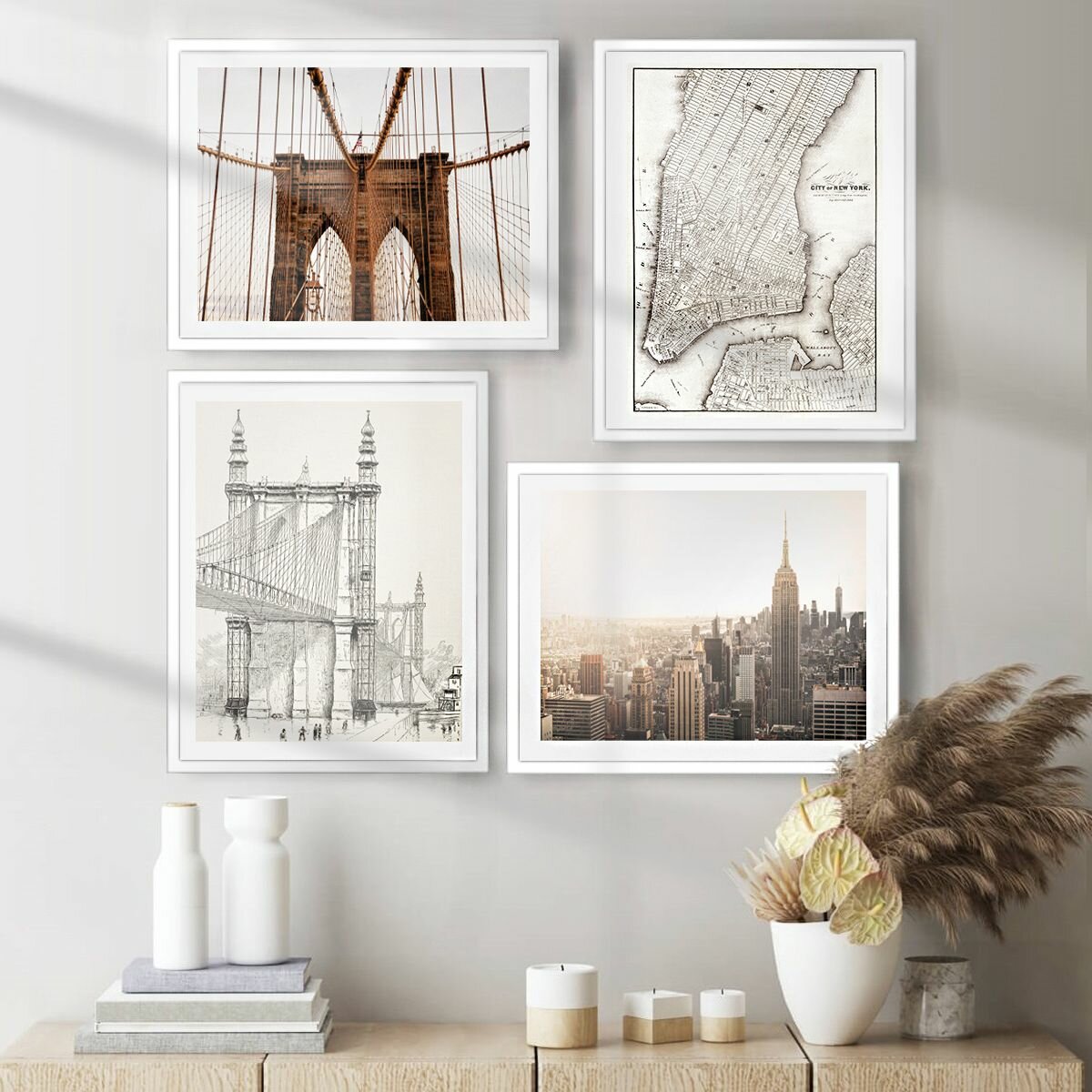 Постеры на стену для интерьера "Нью Йорк" 4 шт, набор постеров, плакаты на стену, 28 Картин