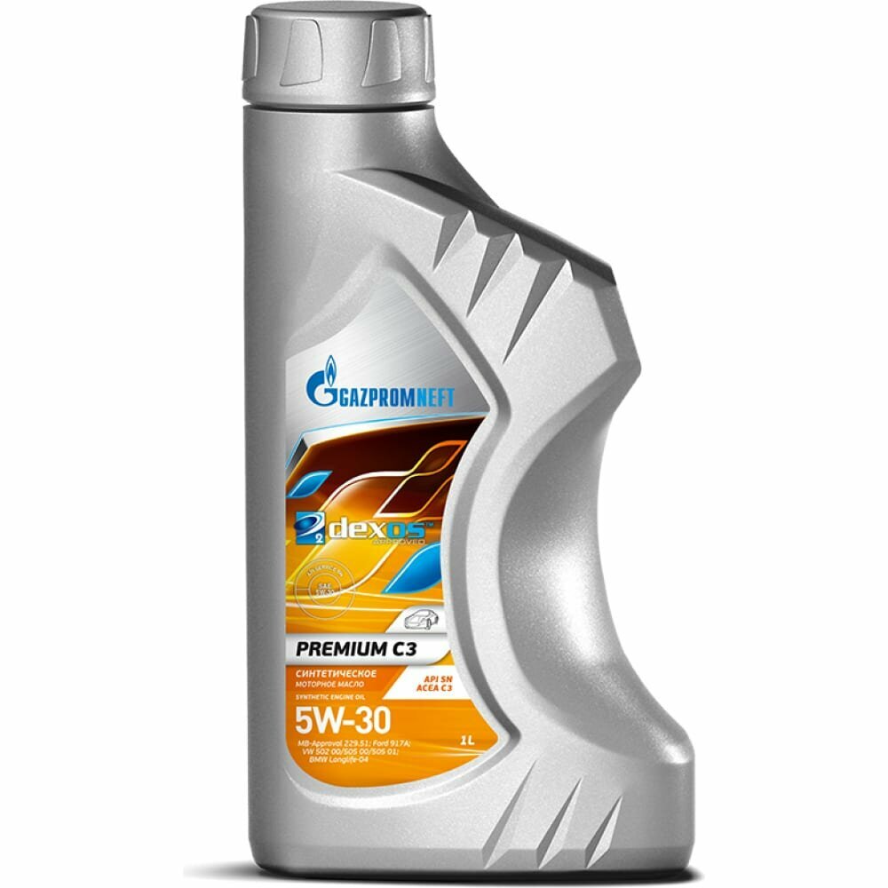 Масло Premium СЗ 5W30 Gazpromneft – синтетическое, одобрено BMW Longlife‑04, GM dexos 2, для всех типов автомобилей