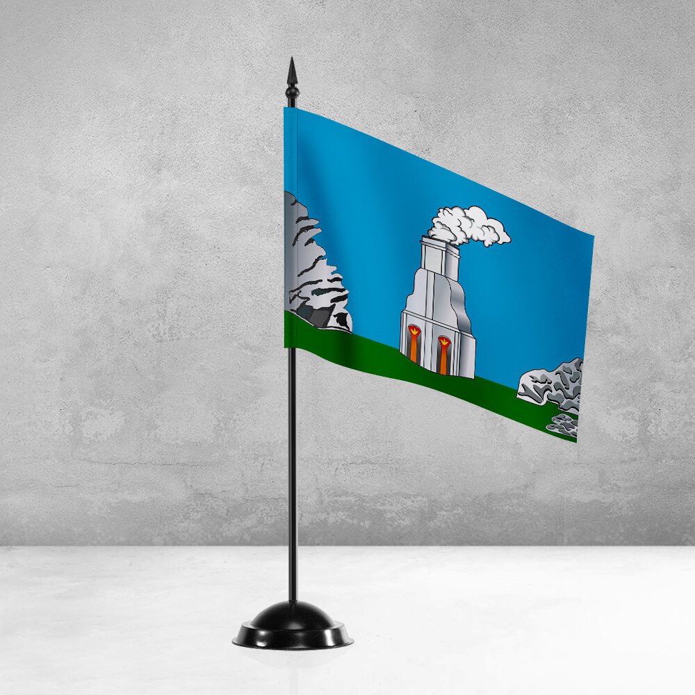 Настольный флаг Барнаула на пластиковой черной подставке