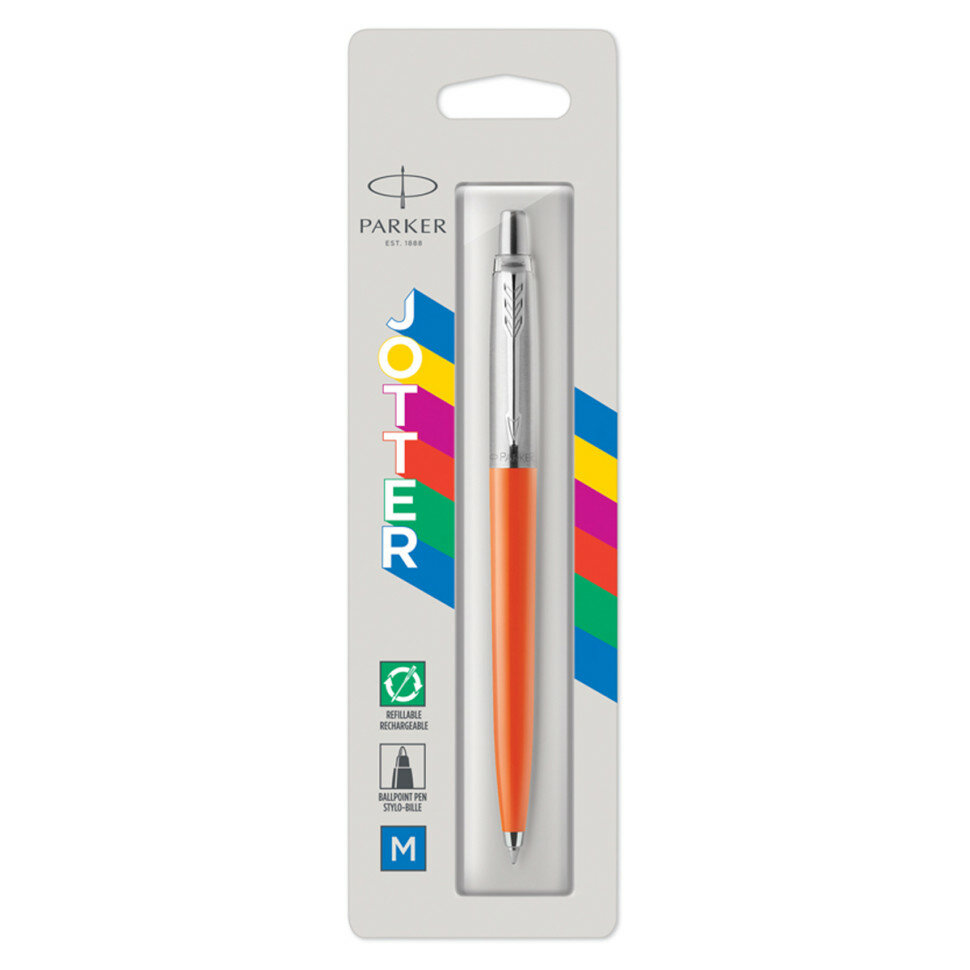 Ручка шариковая Parker "Jotter Orange CT" синяя, 1,0мм, кнопочн, пластик. корпус, блистер, 295243