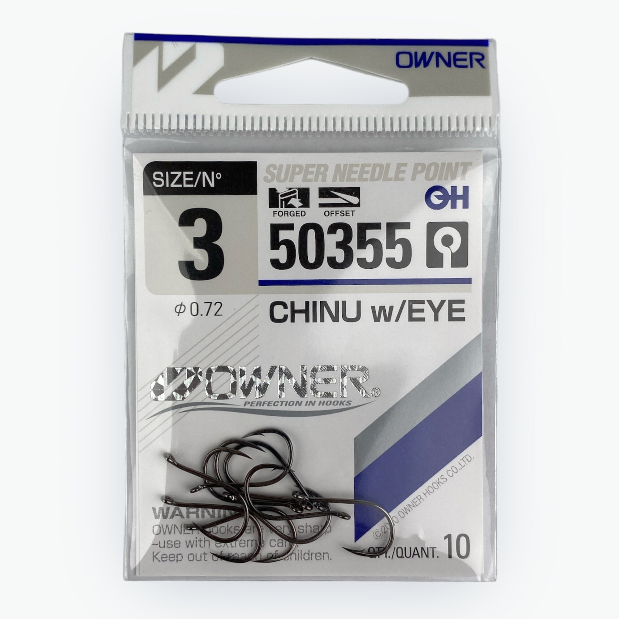 Крючки рыболовные Owner CHINU 50355 №3 - диаметр 0,72 - в наборе 10 шт