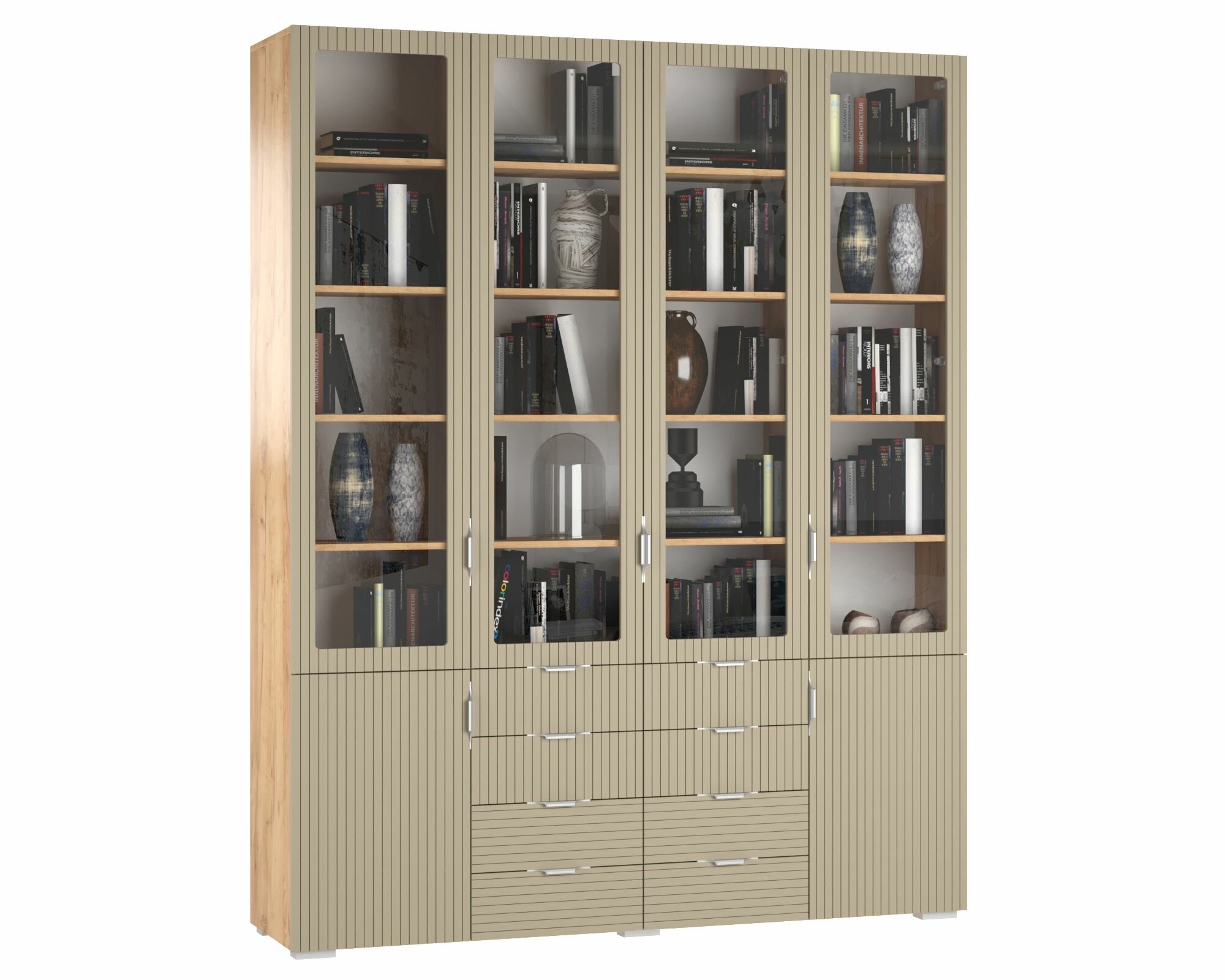 Книжный шкаф "Аметист 12" 160х200х40, дуб крафт золотой / мокко