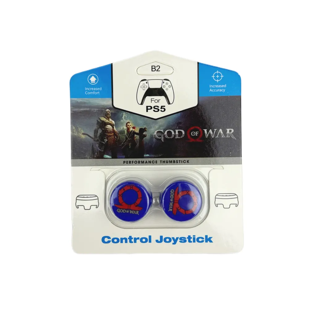 Накладки на стики для геймпада PS5 / PS4 / PS3 высокие, God of War синий, 2 шт
