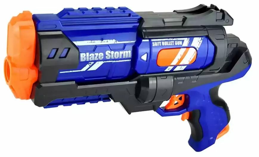 Игрушечное оружие бластер с мягкими пулями на батарейках (длина 32 см, автоматический, 15 мягких пуль)