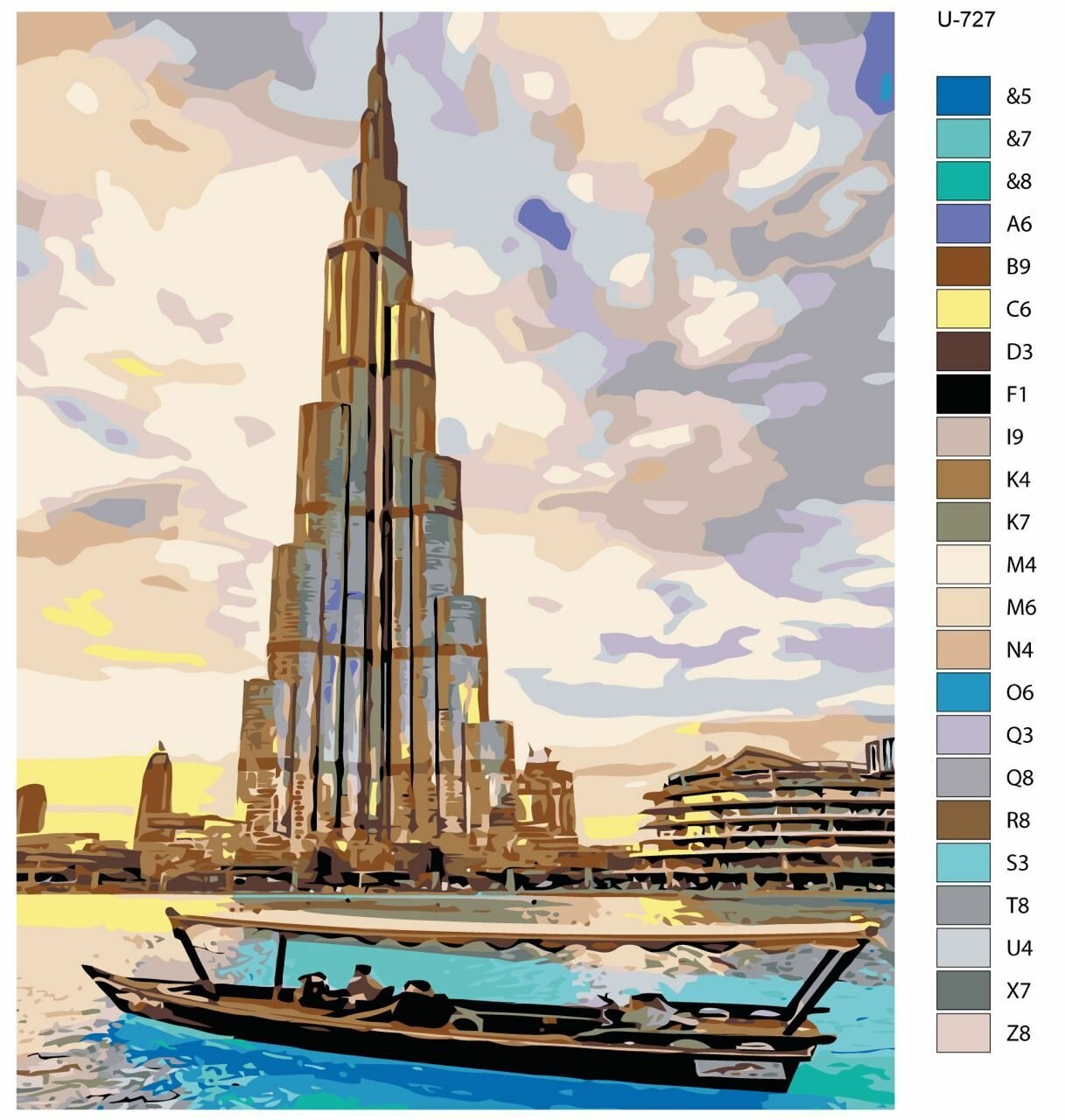 Картина по номерам U-727 "Дубай. Башня Бурдж-Халифа" 40x50 см