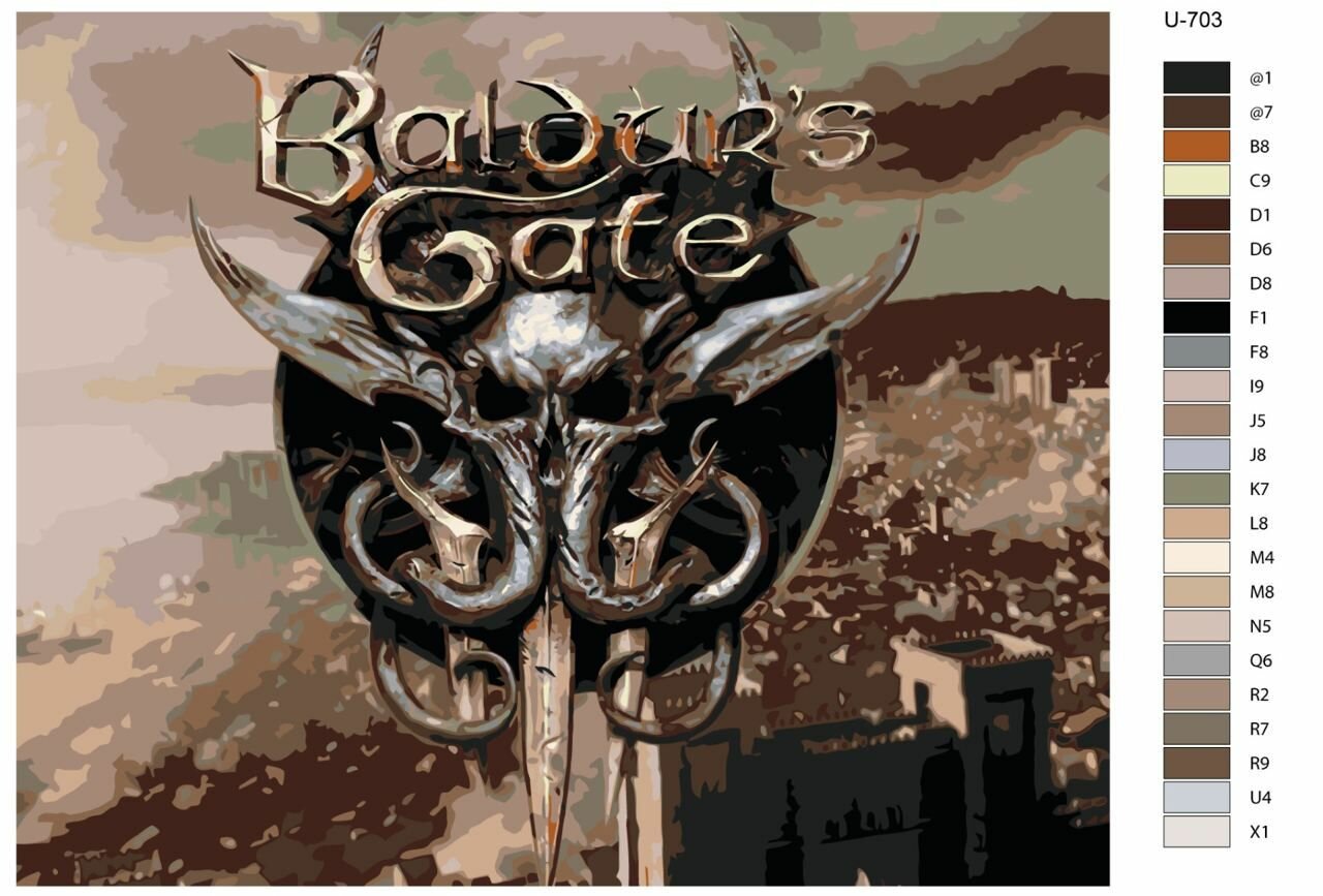 Картина по номерам U-703 "Игра Baldur s Gate 3 arts. Логотип игры" 40x50 см