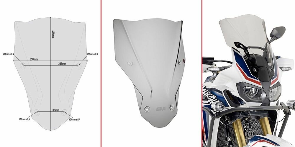 Стекло ветровое GIVI D1144S для HONDA CRF1000L Africa Twin '16-18 затемненное
