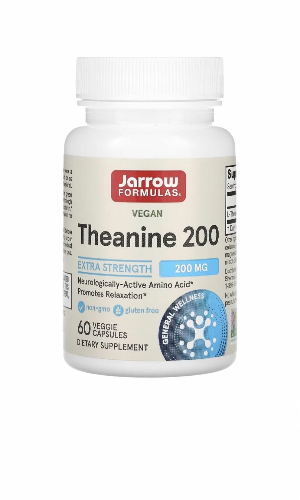 Аминокислота L-Теанин JARROW FORMULAS Theanine 200 mg 60 капсул