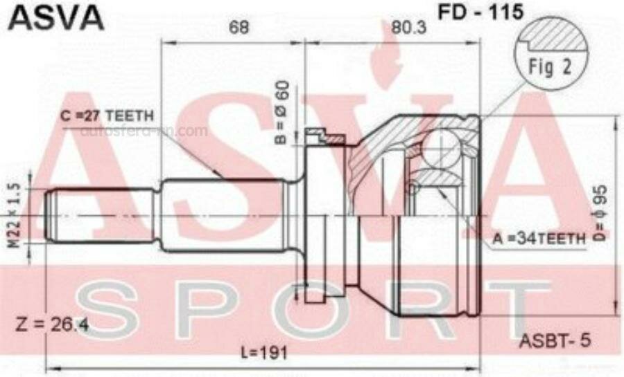 ASVA FD115 ШРУС наружный 34X60X27