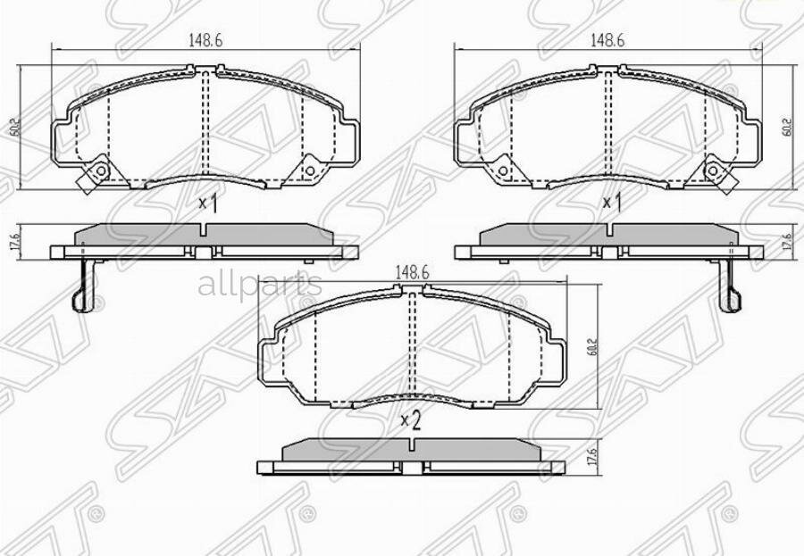 SAT ST-45022-SEA-J11 Колодки тормозные (Спереди) Honda Accord 02-13 / Civic 00-17
