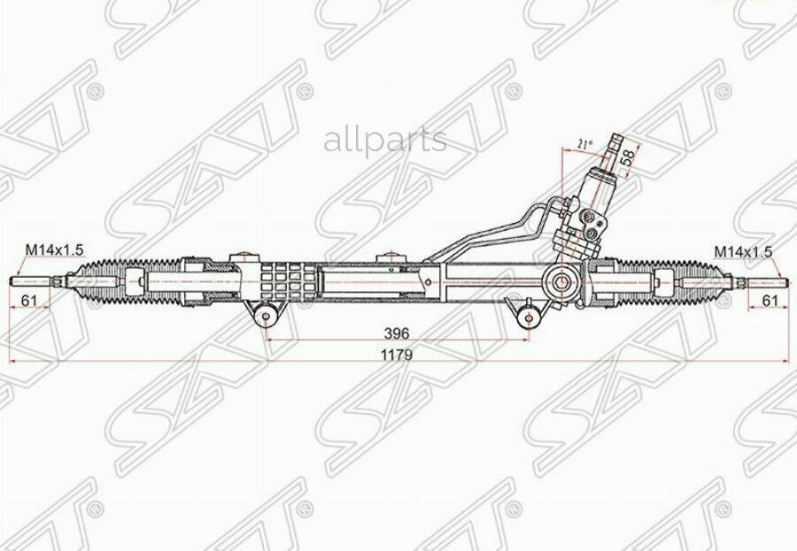 SAT ST-A164 460 01 00 Рейка рулевая (без датчика сервотроник) MERCEDES BENZ ML 05-11 W164