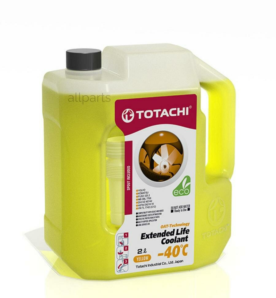 TOTACHI 43702 Антифриз, готовый раствор ELC -40°C жёлтый 2л
