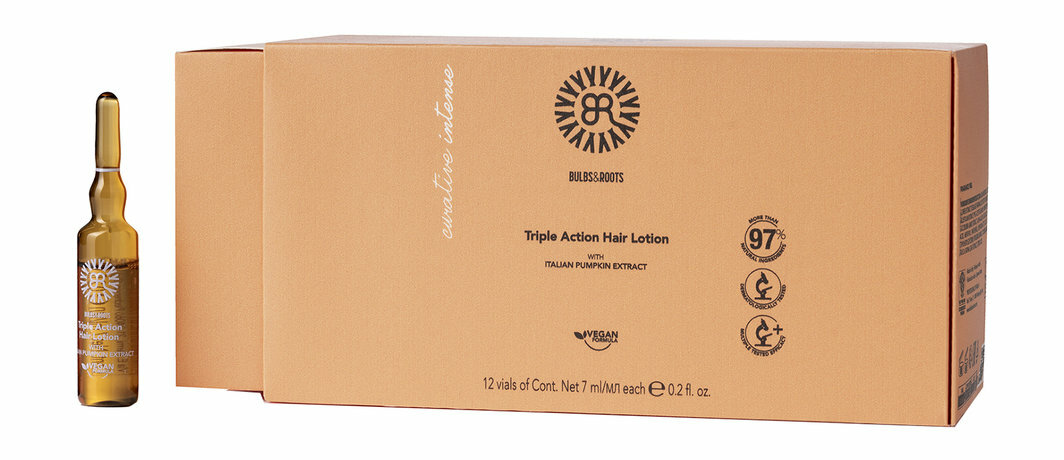 BulbsRoots Curative Intense Triple Action Hair Lotion Тонизирующий лосьон для волос тройного действия с экстрактом тыквы 50мл