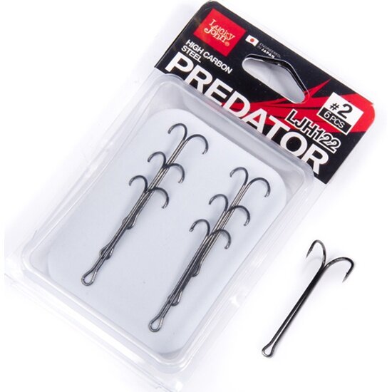 Крючки-двойники Lucky John PREDATOR LJH122 размер 008 6шт.