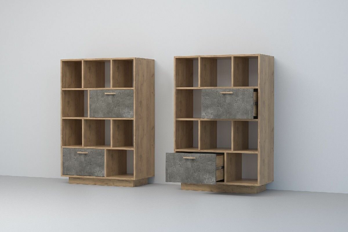 Комод "ЭГО" К-1 (ПД) Дуб Крафт Золотой/Камень Темный