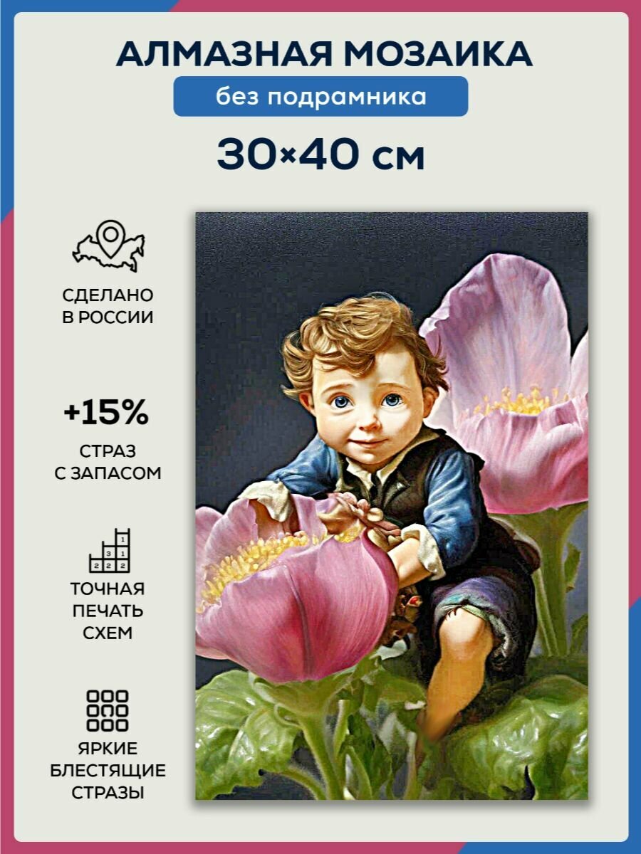 Алмазная мозаика 30x40 Мальчик-с-пальчик без подрамника