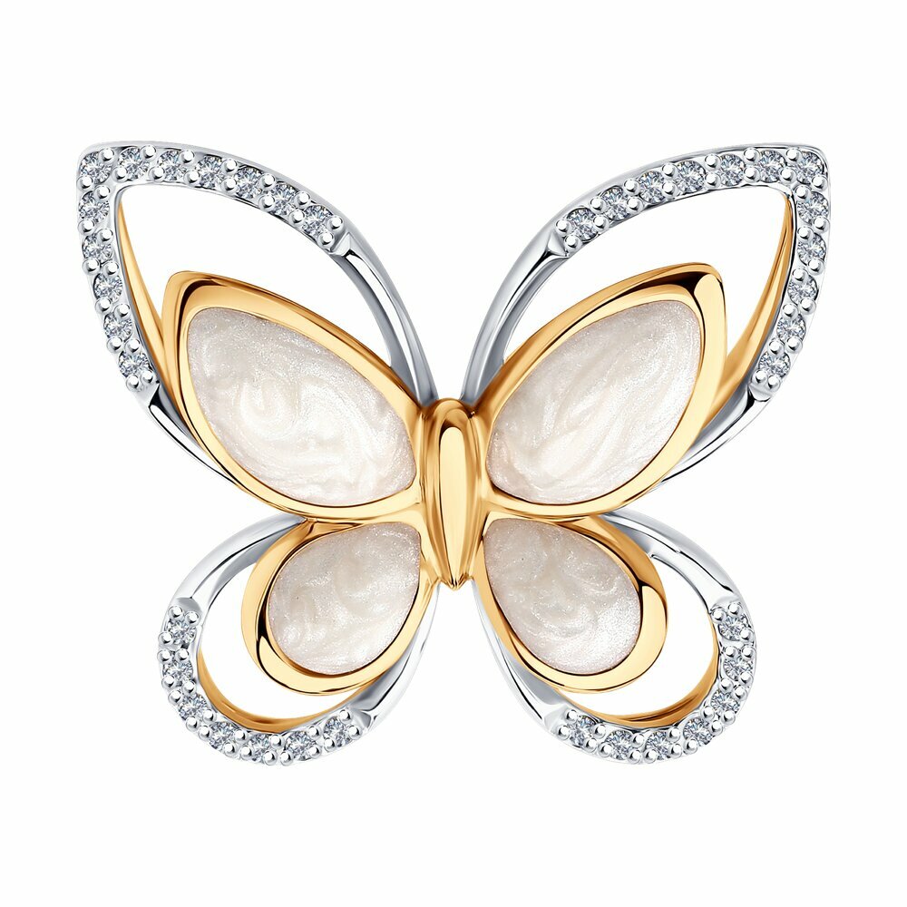 Подвеска, красное золото, 585 проба, бриллиант, эмаль