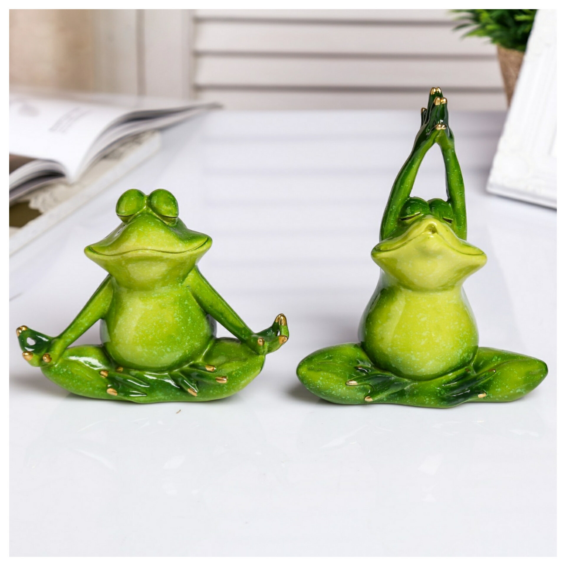 Декоративный набор фигурок «Лягушки на йоге», 12х6х15 см, полистоун