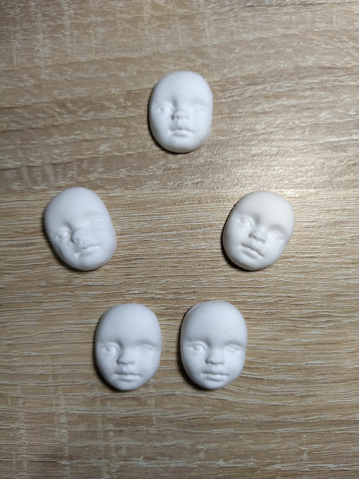 Набор лиц для ватной игрушки, кукол, малыш, карапуз, озорник, мальчик, девочка - 5 шт.