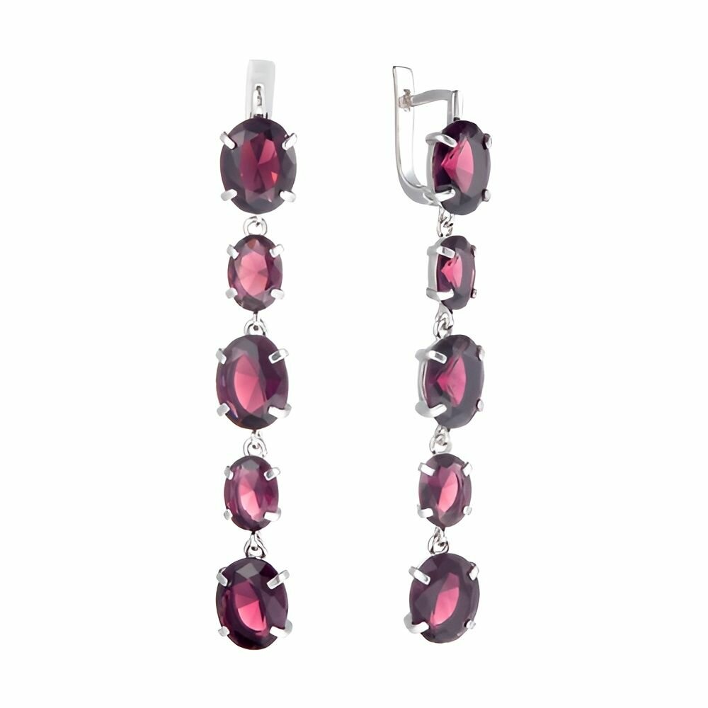 Серьги, серебро, 925 проба, родирование, фианит