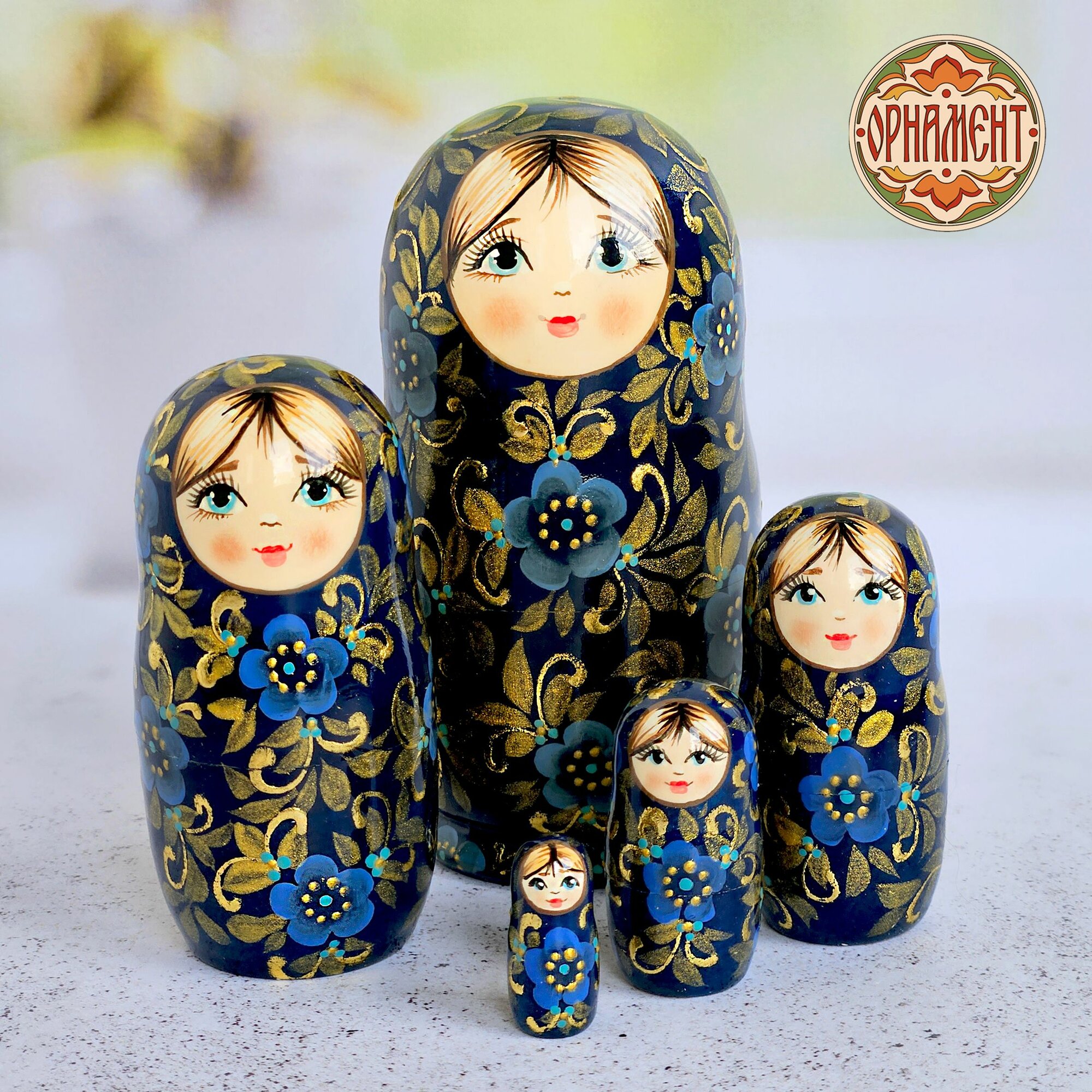 Матрешка деревянная детская развивающая игрушка 5 мест 11 см Орнамент