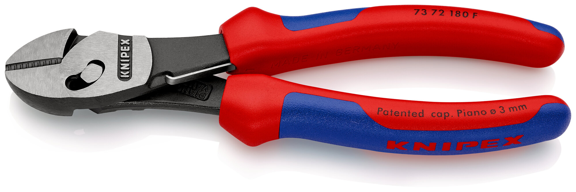 Бокорезы KNIPEX TwinForce c двойным шарниром, пружина, 180 мм, фосфатированные, 2-комп ручки KN-7372180F