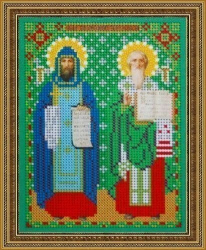 Схема для частичной вышивки бисером с нанесенным рисунком 456М Св. Кирилл и Мефодий (11*15см.)