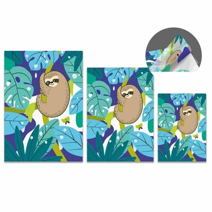 Папка для документов пластиковая арт. 51177/ 6 ленивец, 3 штуки в наборе.