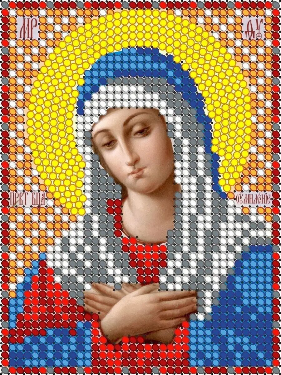Набор со стразами Диамант алмазная мозаика икона Прсв. Бца Умиление 9,2*12см