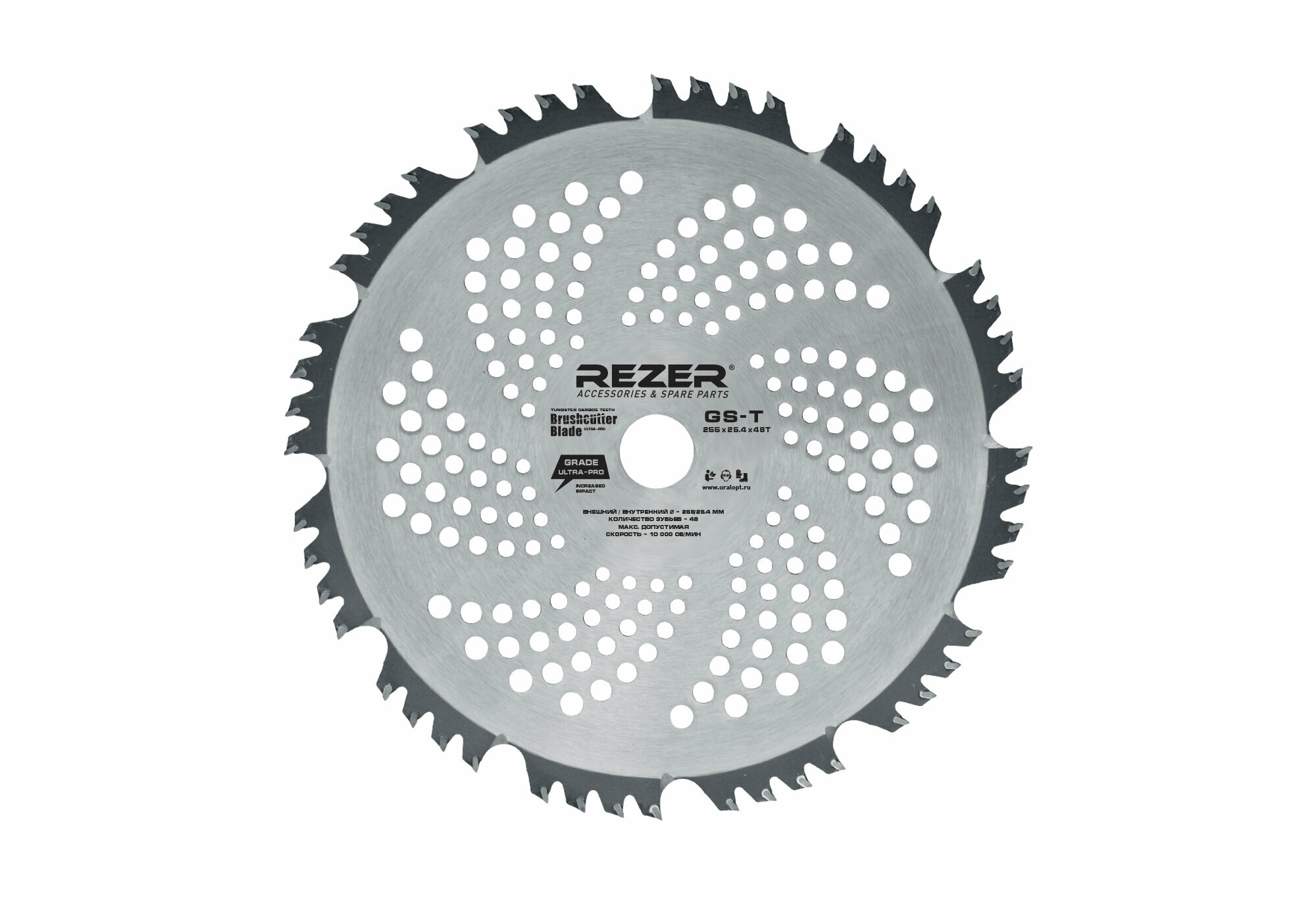 Нож бензокосы 255*25,4 мм 48 зубьев HIGH-SPEED с победитовой напайкой GS-T REZER