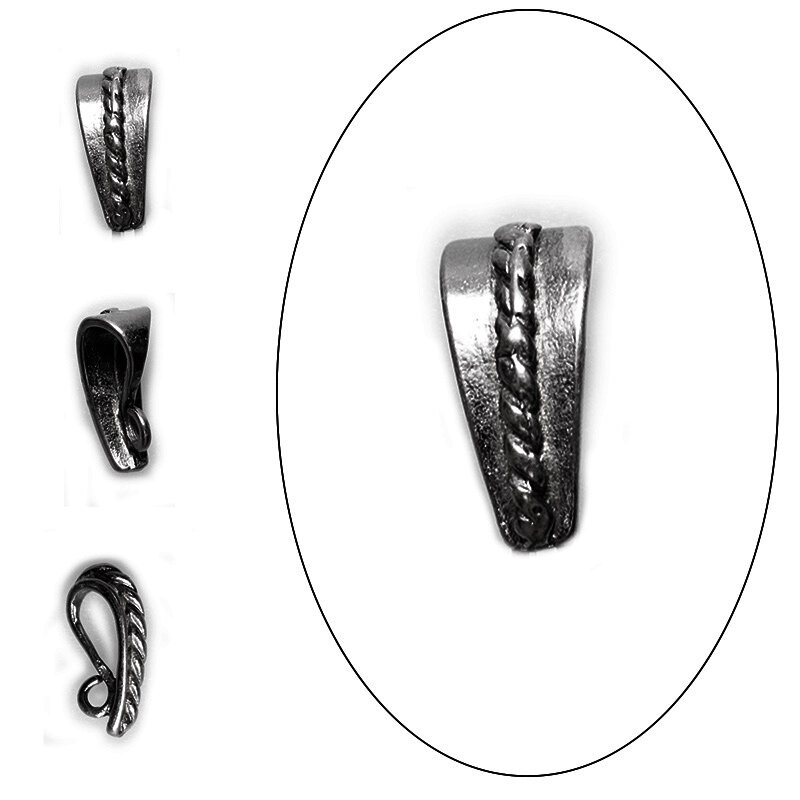 Держатель, 14х6мм, со скрытой петелькой, базовый материал - латунь, вороненая сталь, 5 шт.