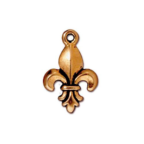 Подвеска, 20х12мм, TierraCast, Королевская лилия, базовый материал - оловянный сплав, позолоченная с чернением, 1 шт.