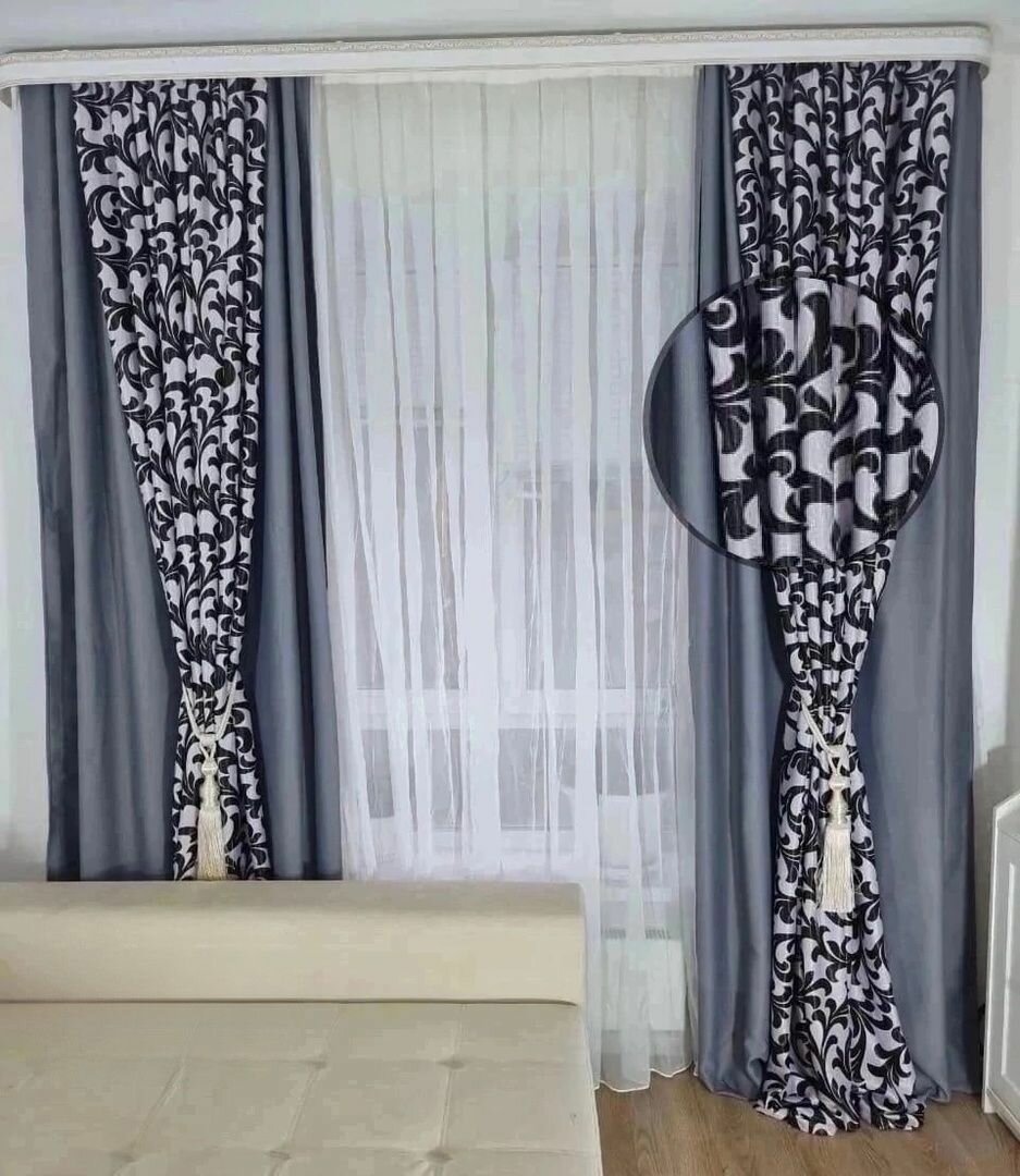 Шторы "Блекаут", 2 полотна, непрозрачные, 1.5 x 2,75 м, темно-серые