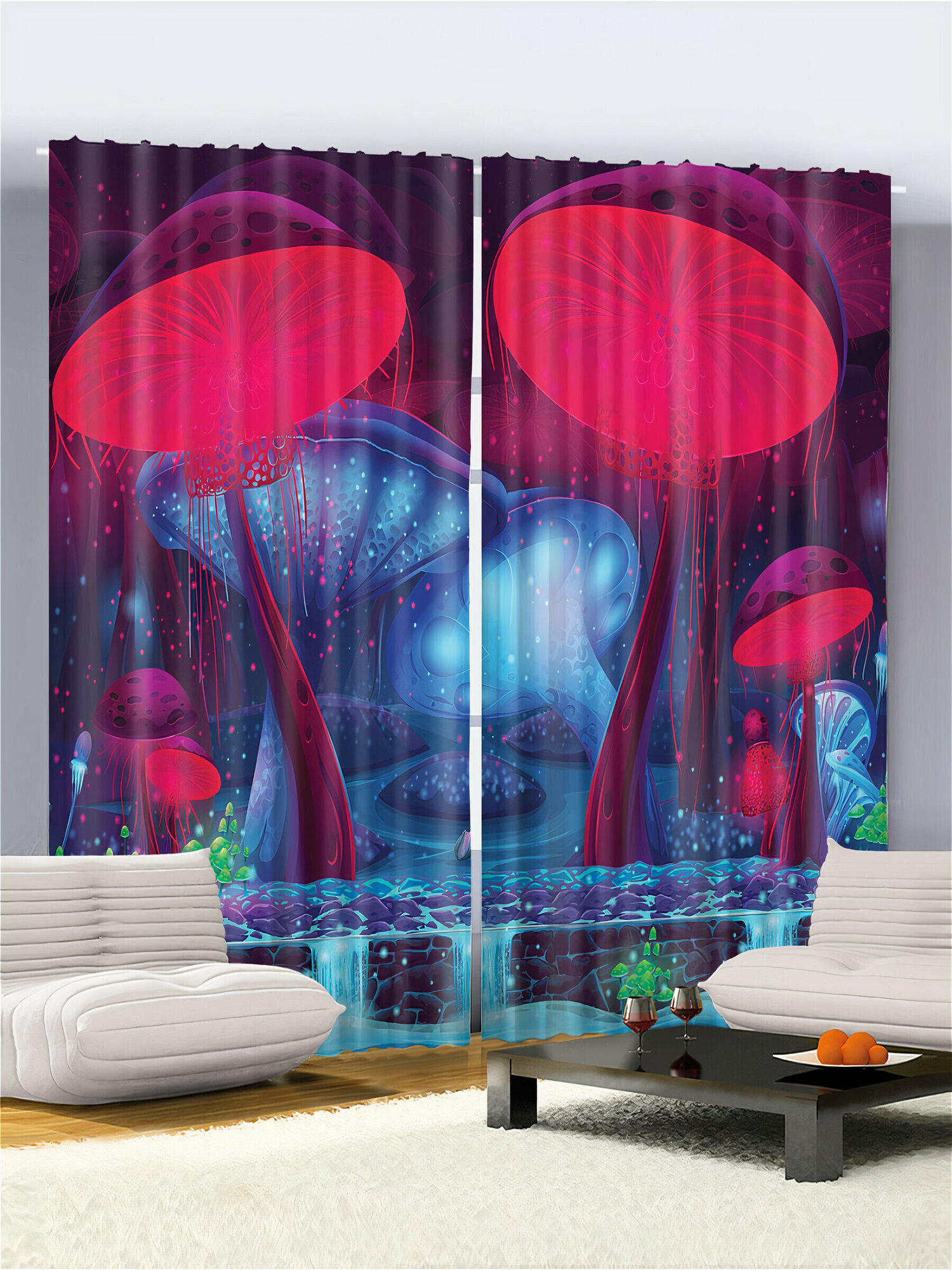 Фотошторы из ткани габардин 150-260 см 2 шт. /3D шторы / В детскую / Для гостиной, спальни и кухни