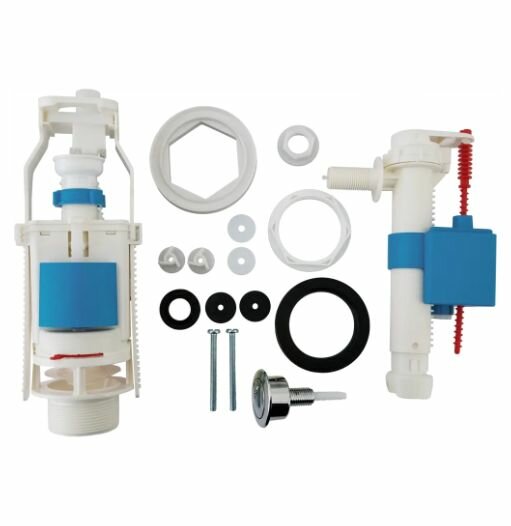 Арматура двухкнопочная Анипласт хром пластик боковая подводка