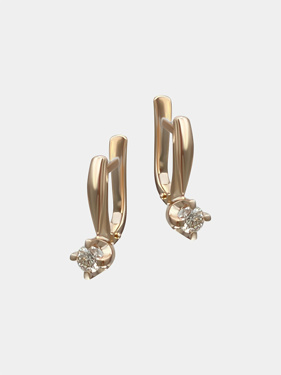 Серьги, красное золото, 585 проба, бриллиант