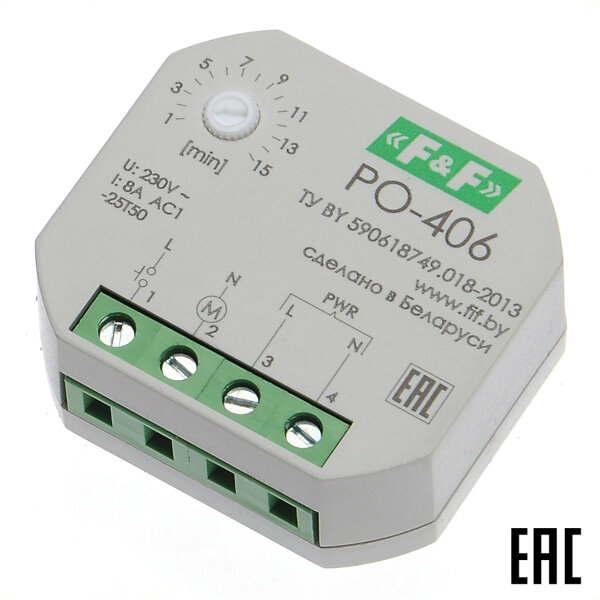 Реле времени PO-406 230В, на отключение, 8А 1з 1мин- 15мин Евроавтоматика