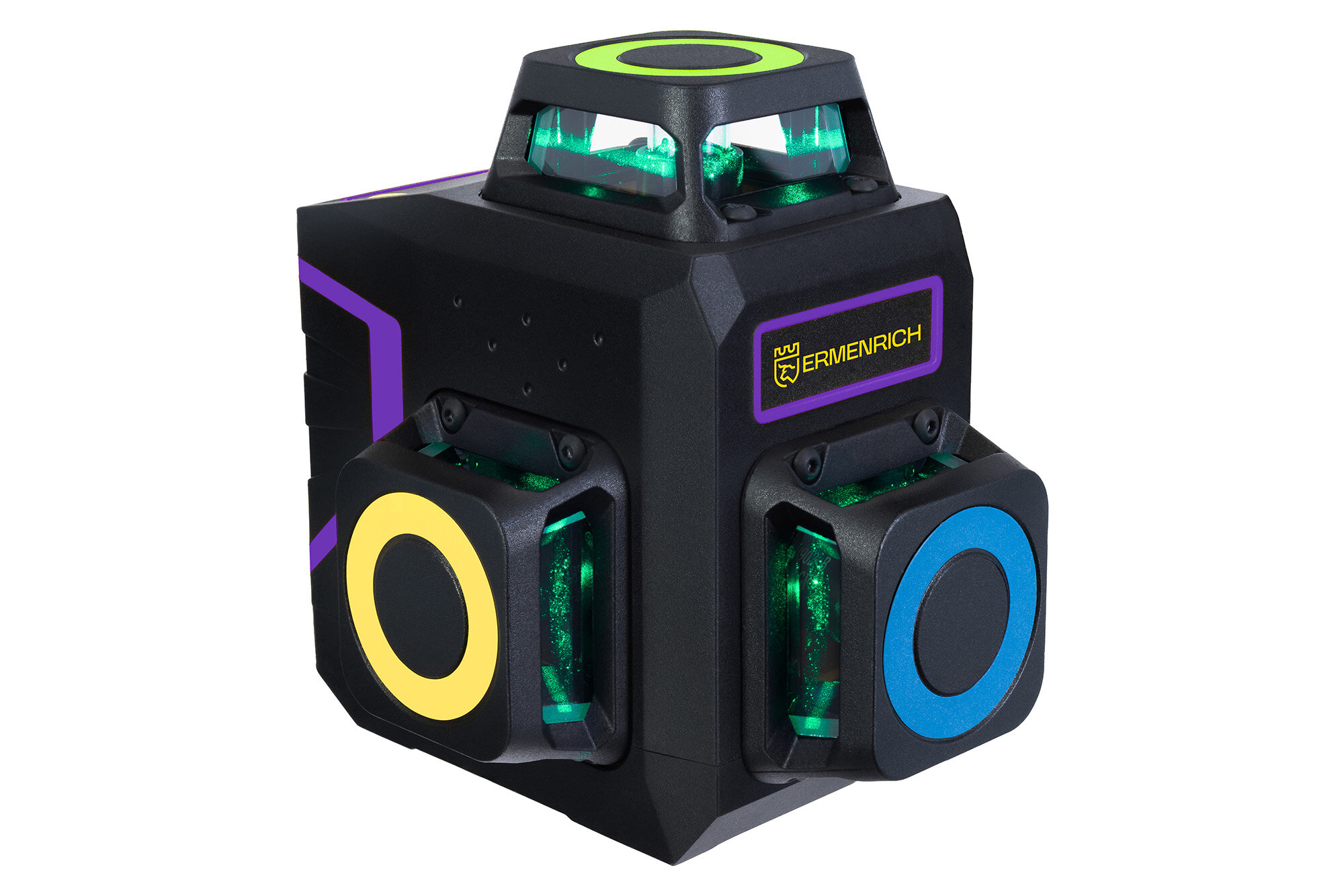 Лазерный нивелир Ermenrich "LV50 PRO", 12 лучей, 3D, зеленый, 30м