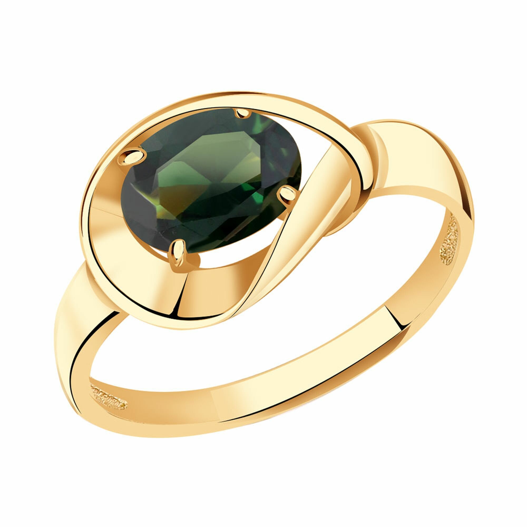 Кольцо, красное золото, 585 проба, турмалин